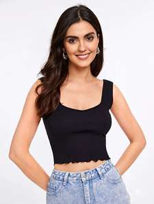 Buy online Women's Crop Sweetheart Neck Top from western wear for Women ...